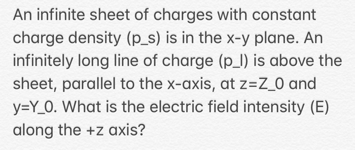Solved An infinite sheet of charges with constant charge | Chegg.com