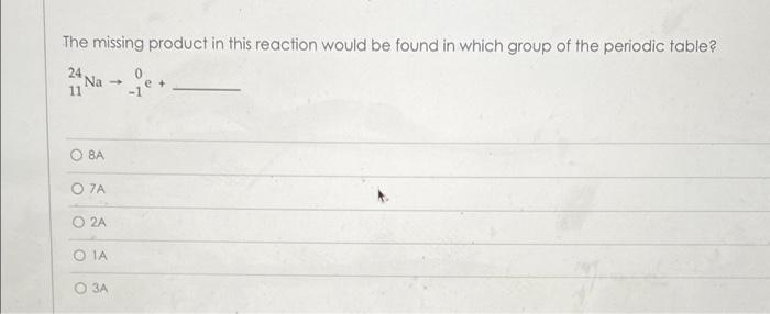 Solved The missing product in this reaction would be found | Chegg.com