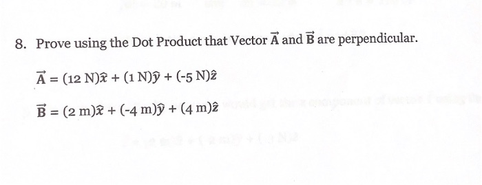 Solved 8. Prove using the Dot Product that Vector A and B | Chegg.com