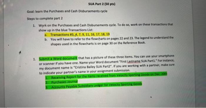 SUA Part 2 (50 pts) Goal: learn the Purchases and | Chegg.com