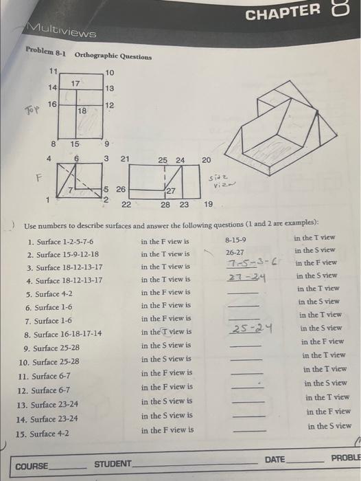 Solved 8 CHAPTER Multiviews Problem 8-1 Orthographic | Chegg.com