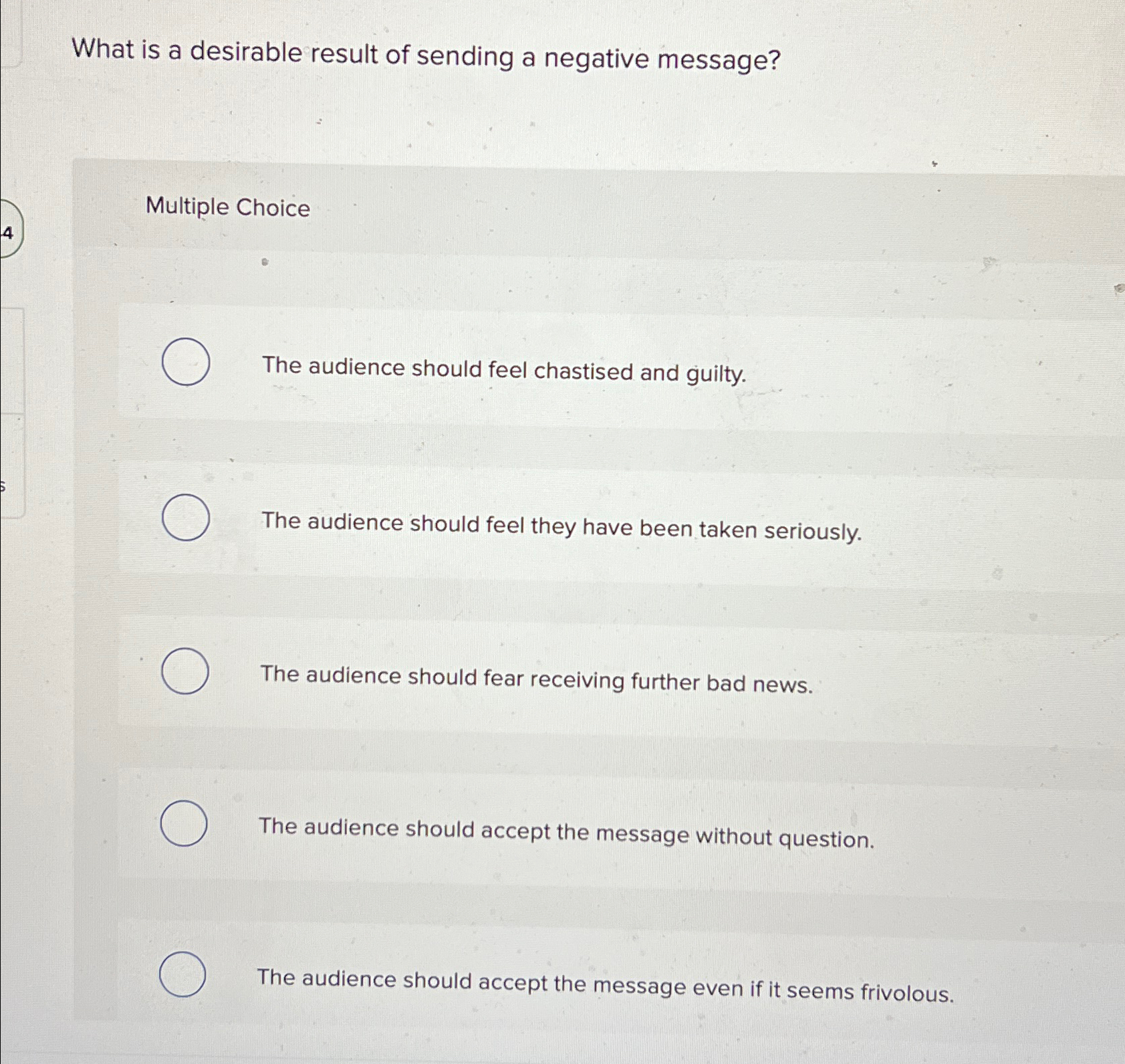 Solved What is a desirable result of sending a negative | Chegg.com