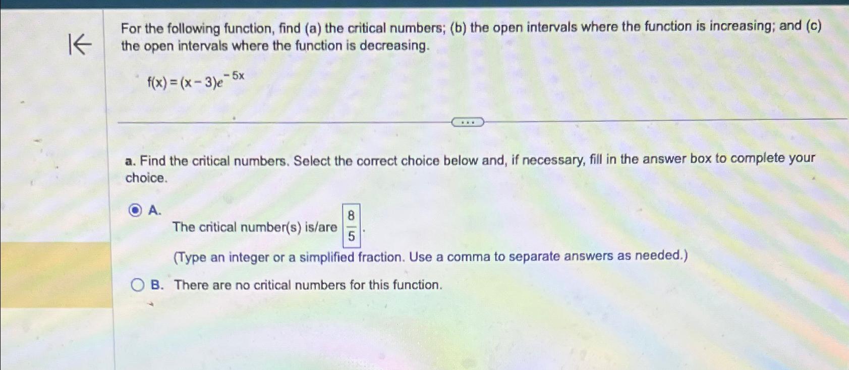 Solved For the following function, find (a) ﻿the critical | Chegg.com