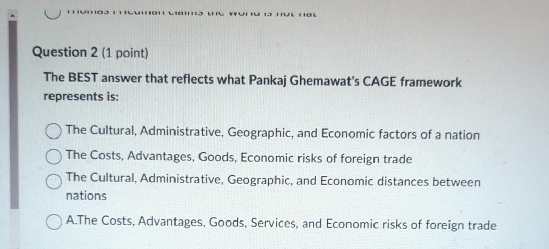Solved Question 2 (1 ﻿point)The BEST answer that reflects | Chegg.com