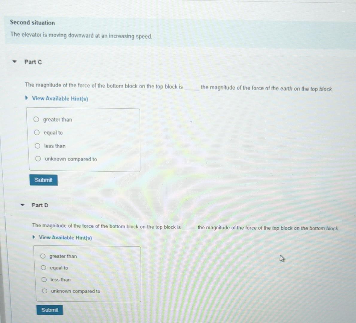 Solved Forces on Blocks in an Elevator Conceptual Question | Chegg.com