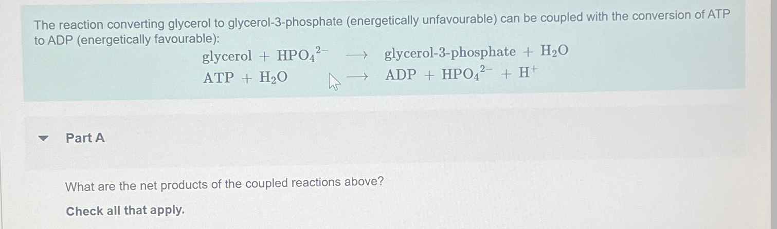 Solved The reaction converting glycerol to | Chegg.com