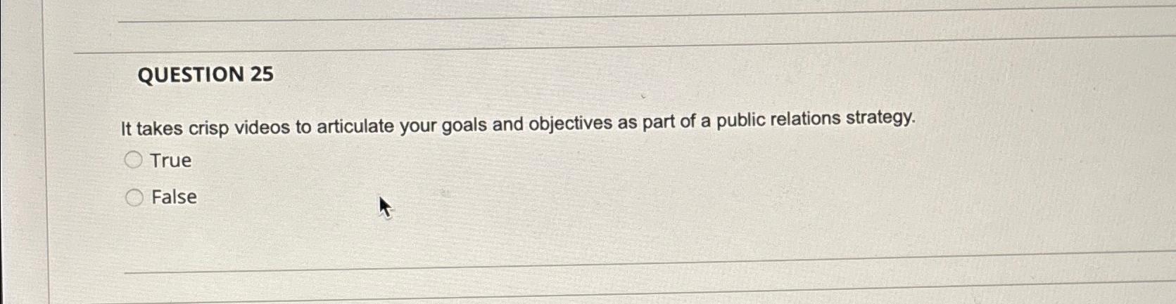Solved QUESTION 25It takes crisp videos to articulate your | Chegg.com