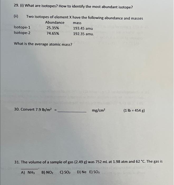 Solved 29. (i) What are isotopes? How to identify the most | Chegg.com
