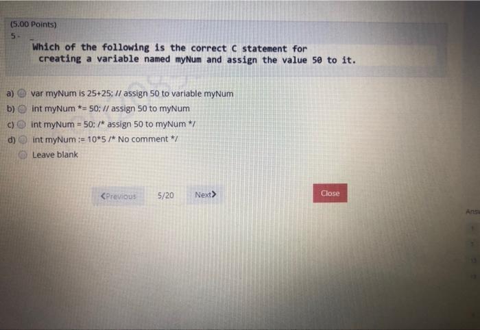 Solved (5.00 Points) 5 Which of the following is the correct | Chegg.com