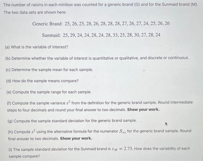 Solved The two data sets are shown here: Generic Brand: | Chegg.com