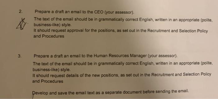 Solved 2. Prepare a draft an email to the CEO (your | Chegg.com
