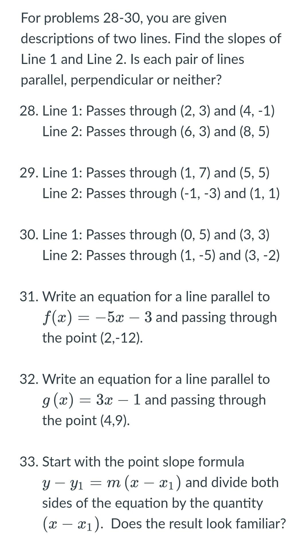 Solved For problems 28−30, you are given descriptions of two | Chegg.com