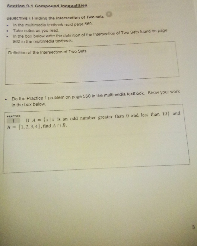 Solved Section 9.1 ﻿Compound InequalitiesOBJECTIVE + | Chegg.com