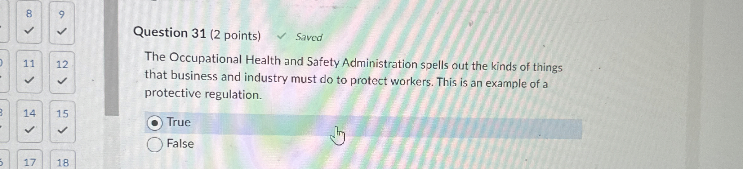 Solved Question 31 (2 ﻿points)SavedThe Occupational Health | Chegg.com