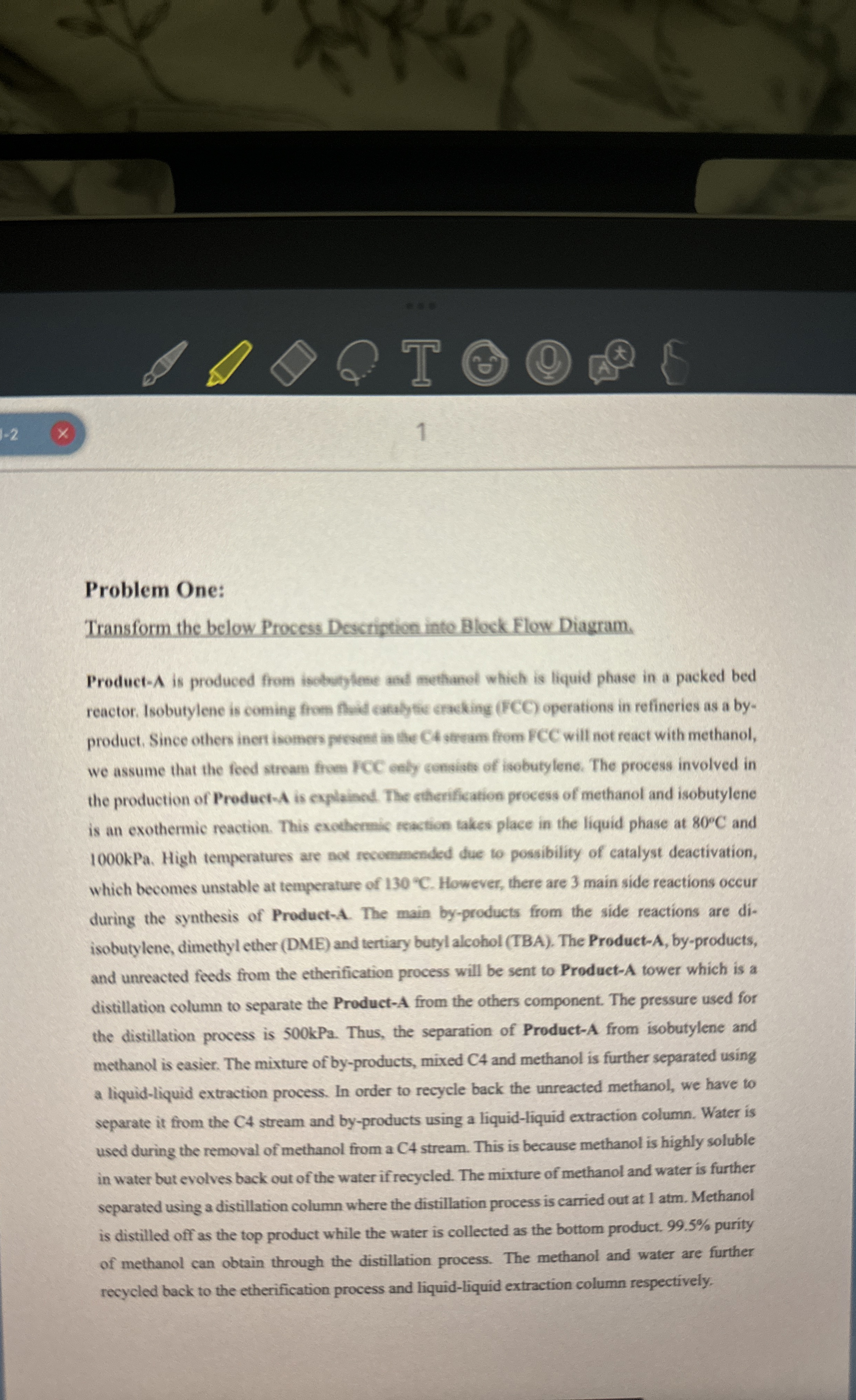 Solved Please make a neat block flow diagram:Problem | Chegg.com