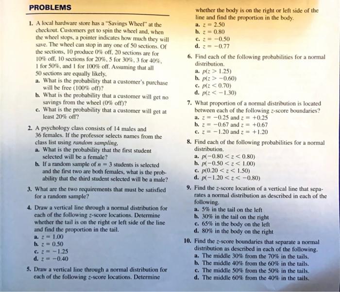 Solved PROBLEMS whether the body is on the right or left | Chegg.com