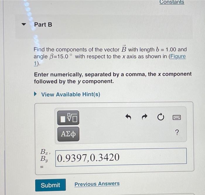 Solved Constants Part A Often a vector is specified by a | Chegg.com