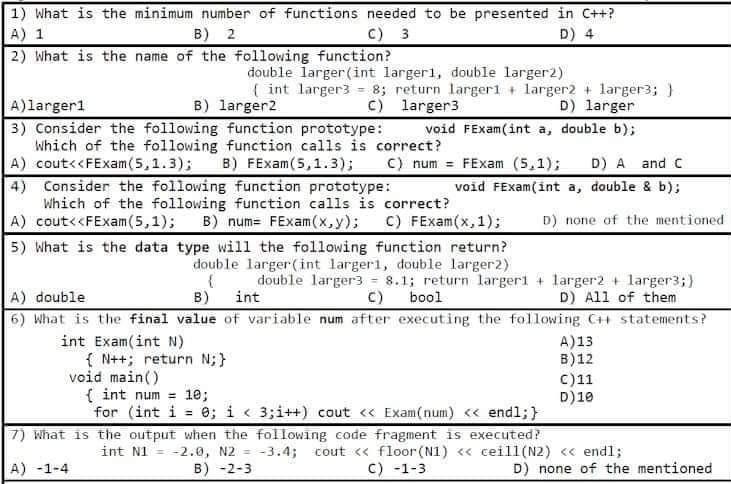 Solved 1) What is the minimum number of functions needed to | Chegg.com
