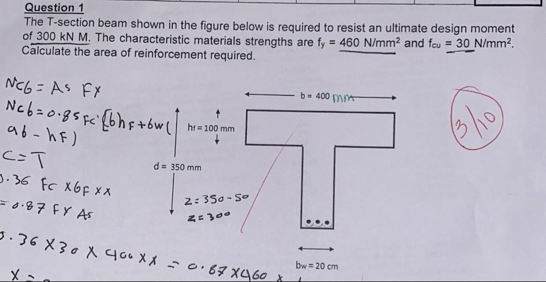 Solved Question 1 The T-section beam shown in the figure | Chegg.com