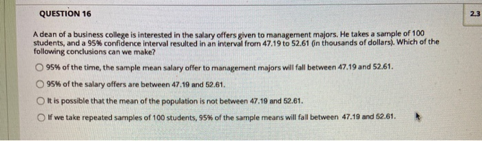 Solved QUESTION 16 23 A dean of a business college is | Chegg.com