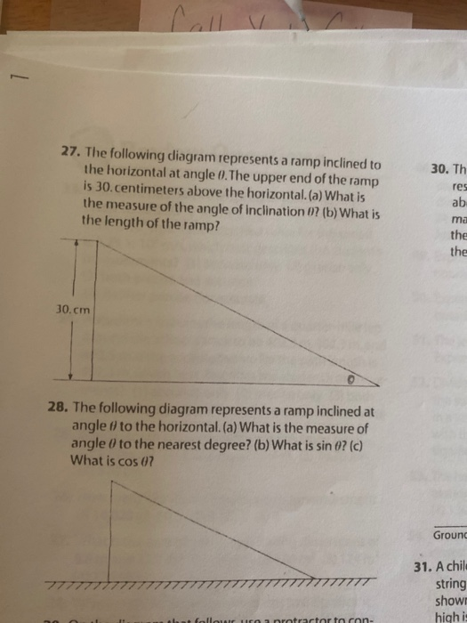 27. The following diagram represents a ramp inclined | Chegg.com