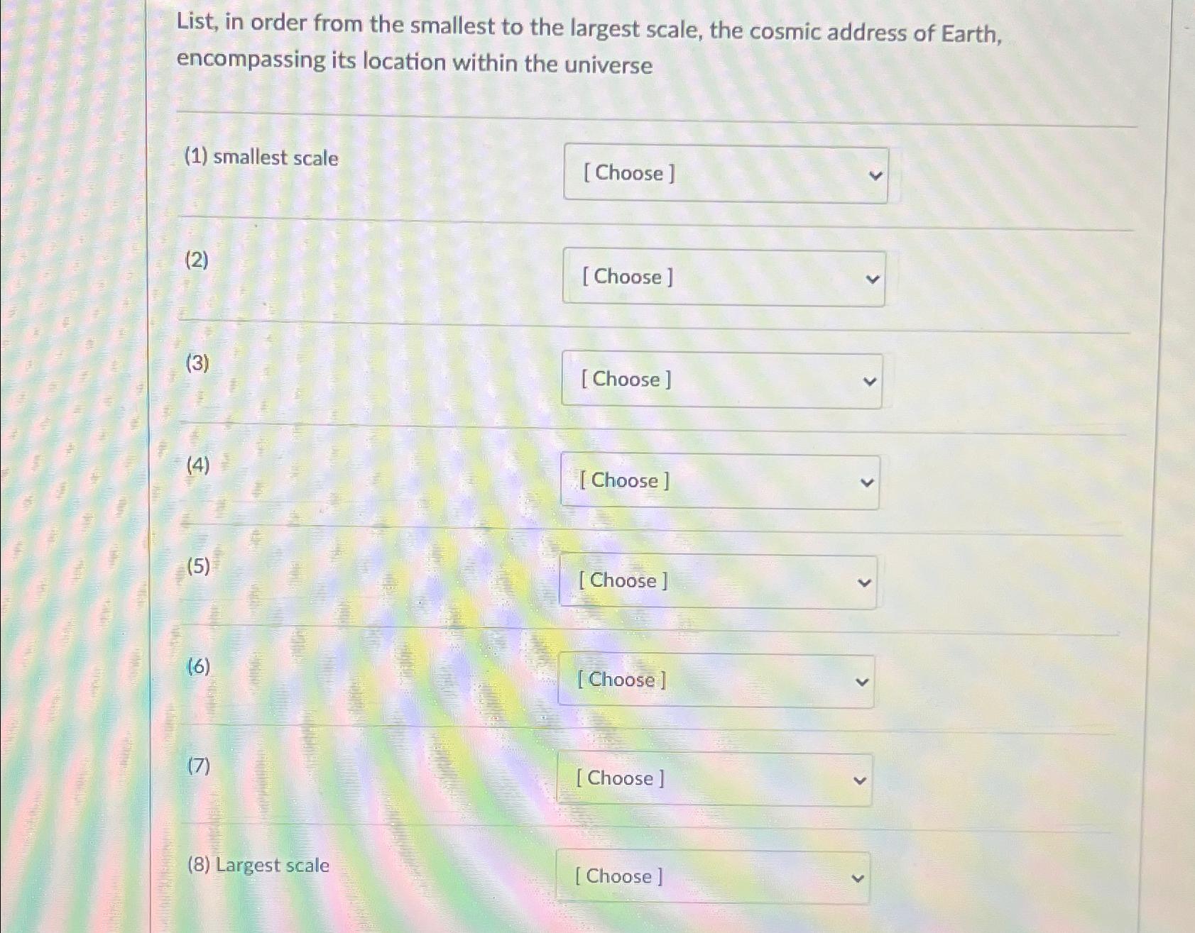 Solved List, in order from the smallest to the largest | Chegg.com