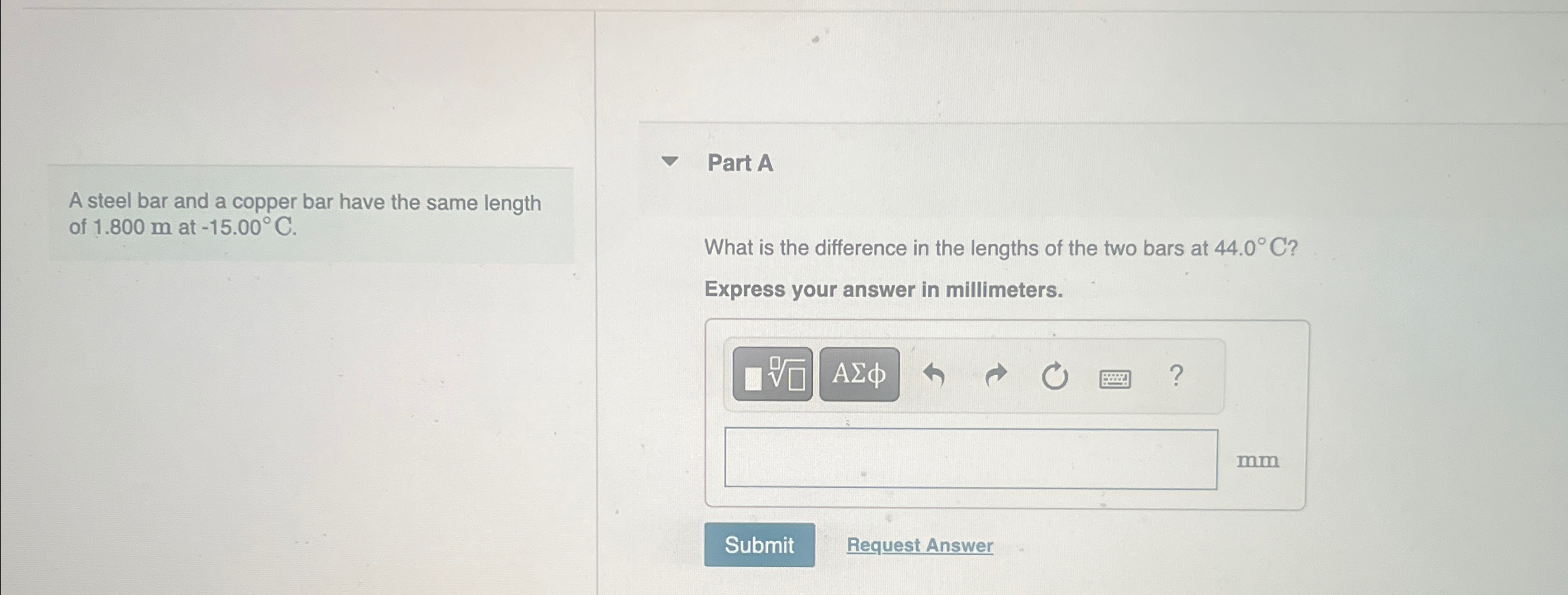 Solved A steel bar and a copper bar have the same length of | Chegg.com