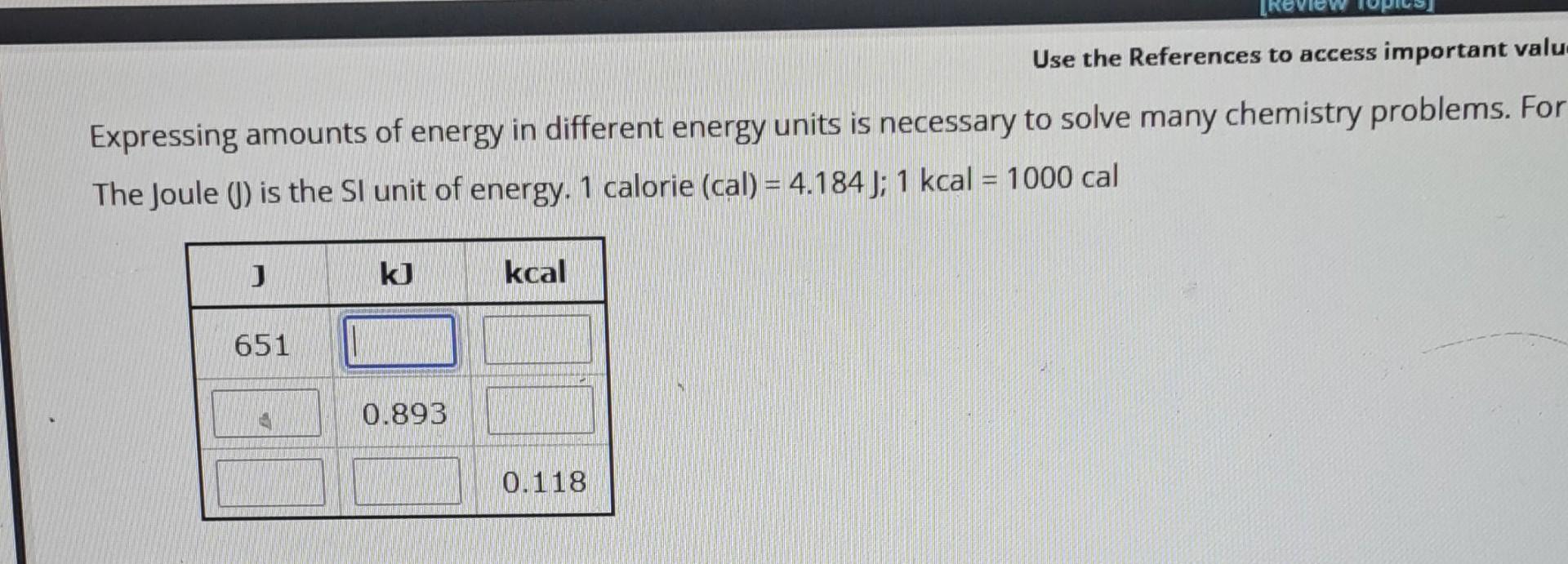 Solved Expressing amounts of energy in different energy | Chegg.com