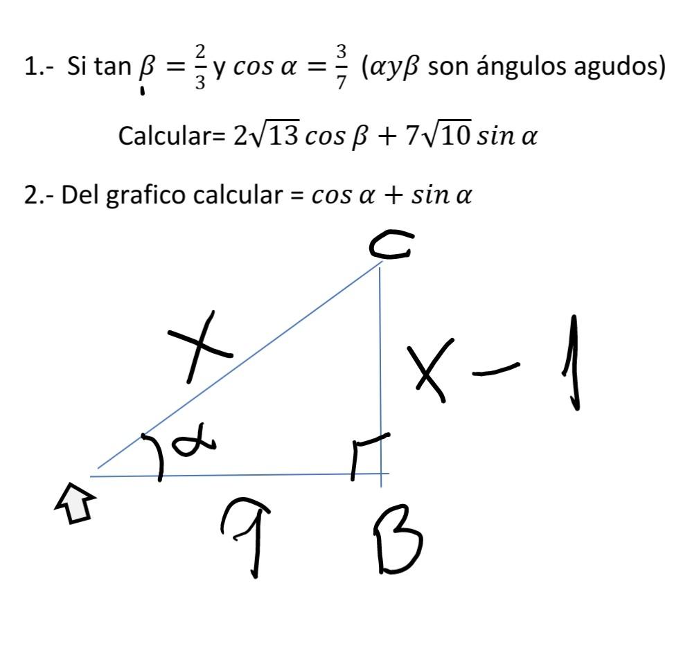 Solved 1.- Si tanβ=32ycosα=73 ( αyβ son ángulos agudos) | Chegg.com