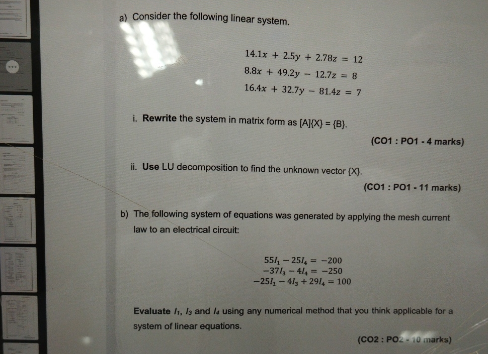 Solved a) ﻿Consider the following linear | Chegg.com