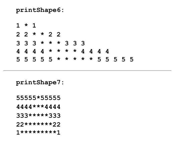 Solved printShape 6: 1 * 1 2 2 * * 2 2 3 3 3 * * * 3 3 3 4 4 | Chegg.com
