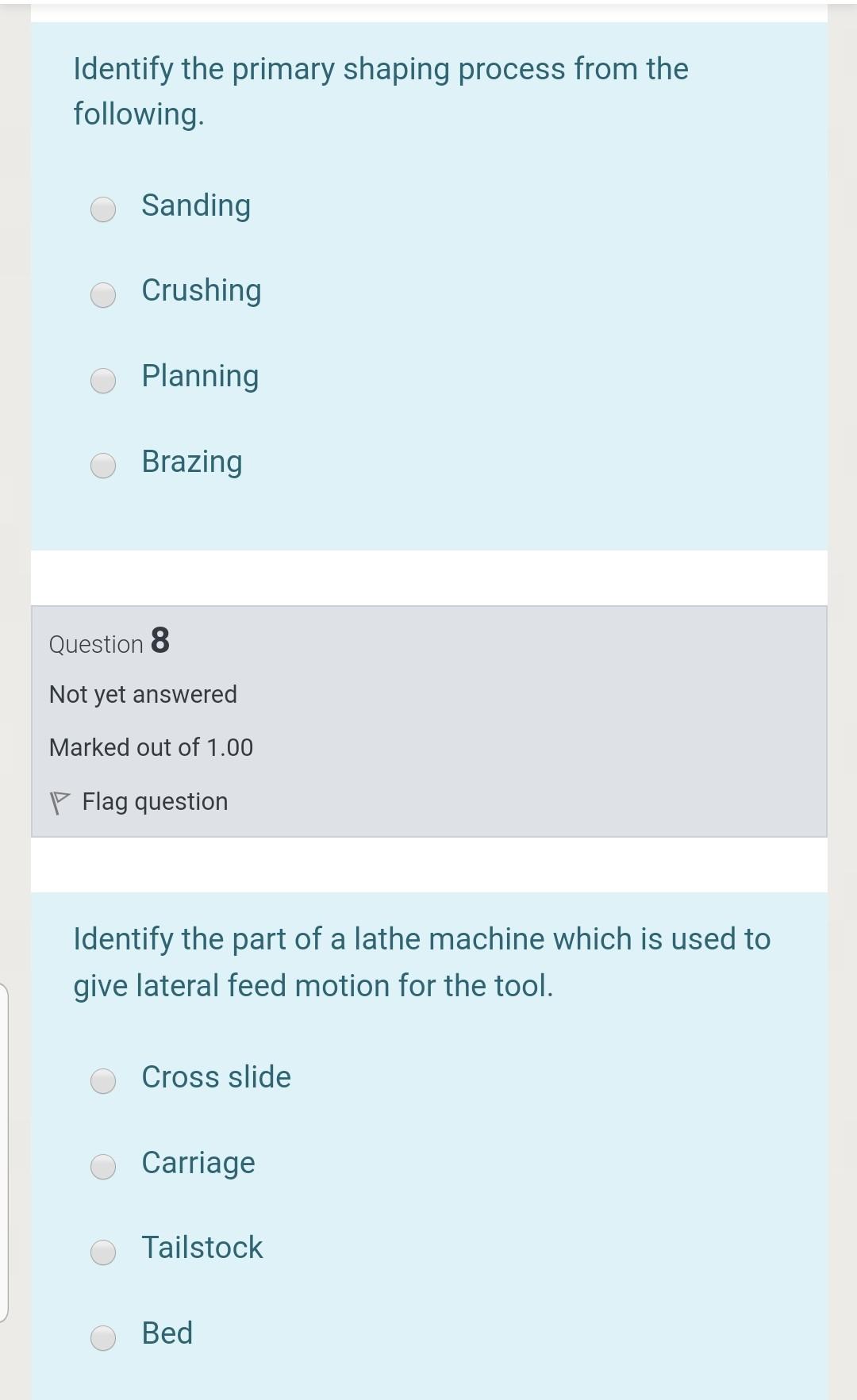 Solved Identify the primary shaping process from the | Chegg.com