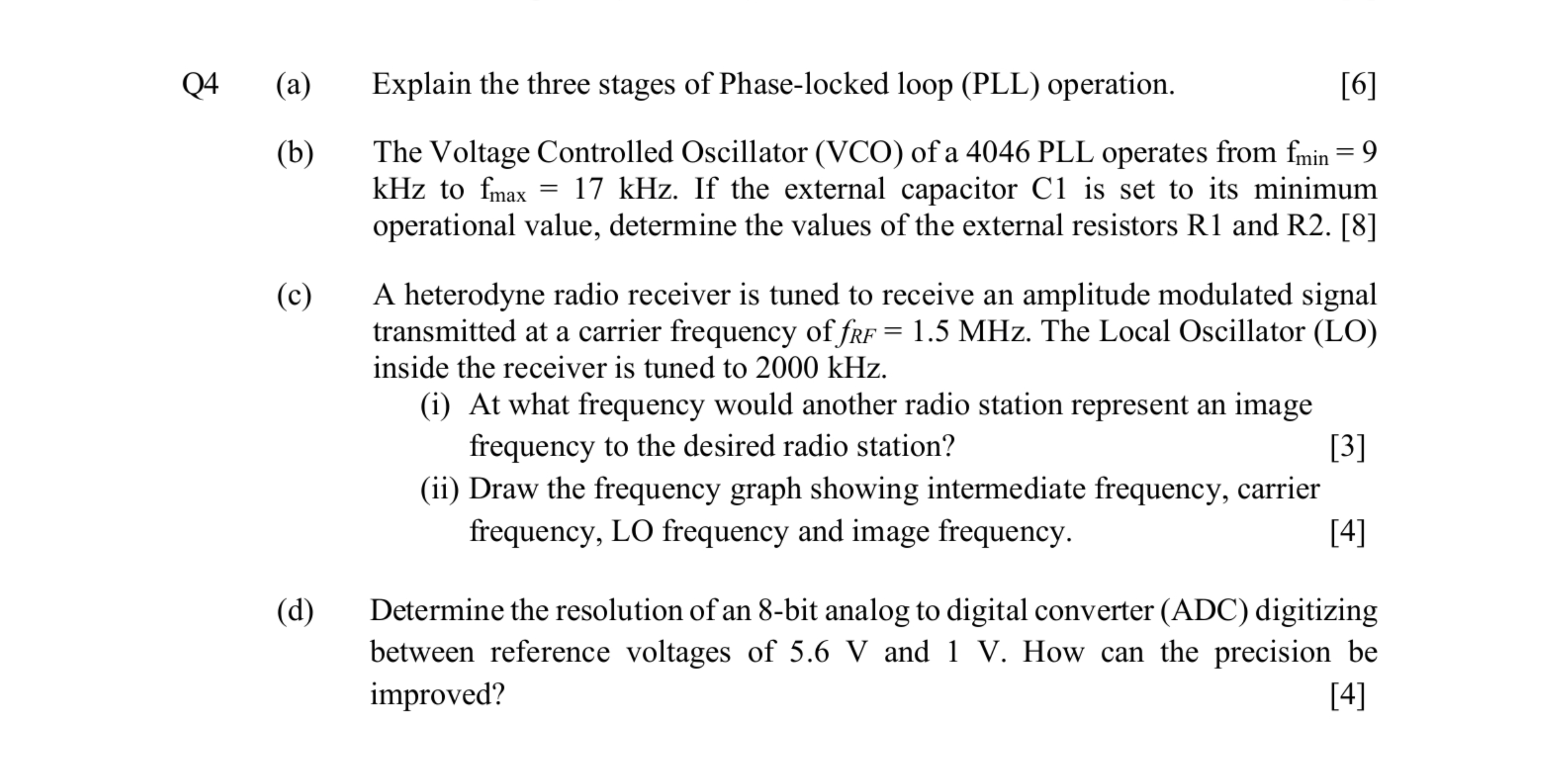 Solved Q4 (a) ﻿Explain the three stages of Phase-locked loop | Chegg.com