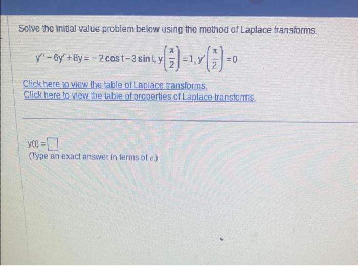 Solved Solve the initial value problem below using the | Chegg.com