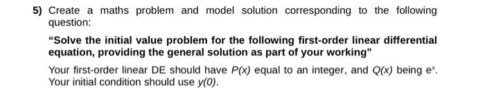 Solved 5) Create a maths problem and model solution | Chegg.com