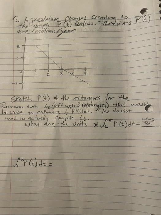 Sketch a graph of P'(t) & rectangles for the Riemann | Chegg.com