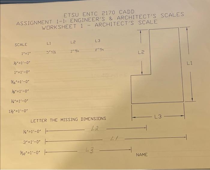 Solved ETSU ENTC 2170 CADD ASSIGNMENT 1-1. ENGINEER'S & | Chegg.com