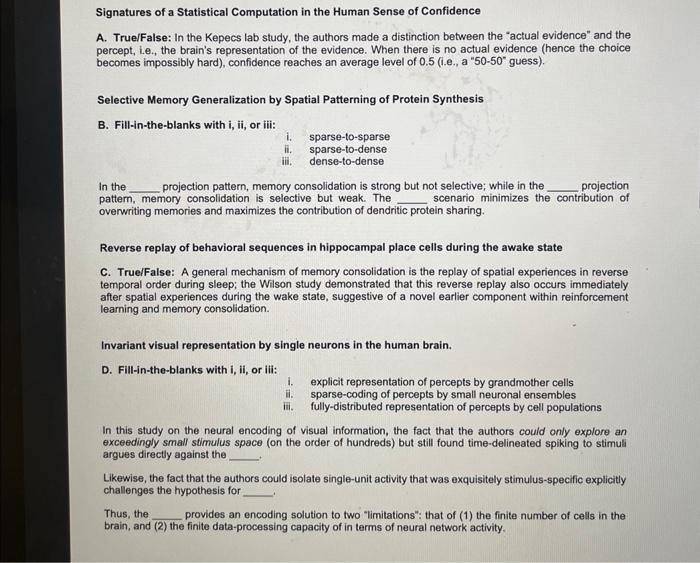 Solved Signatures of a Statistical Computation in the Human | Chegg.com