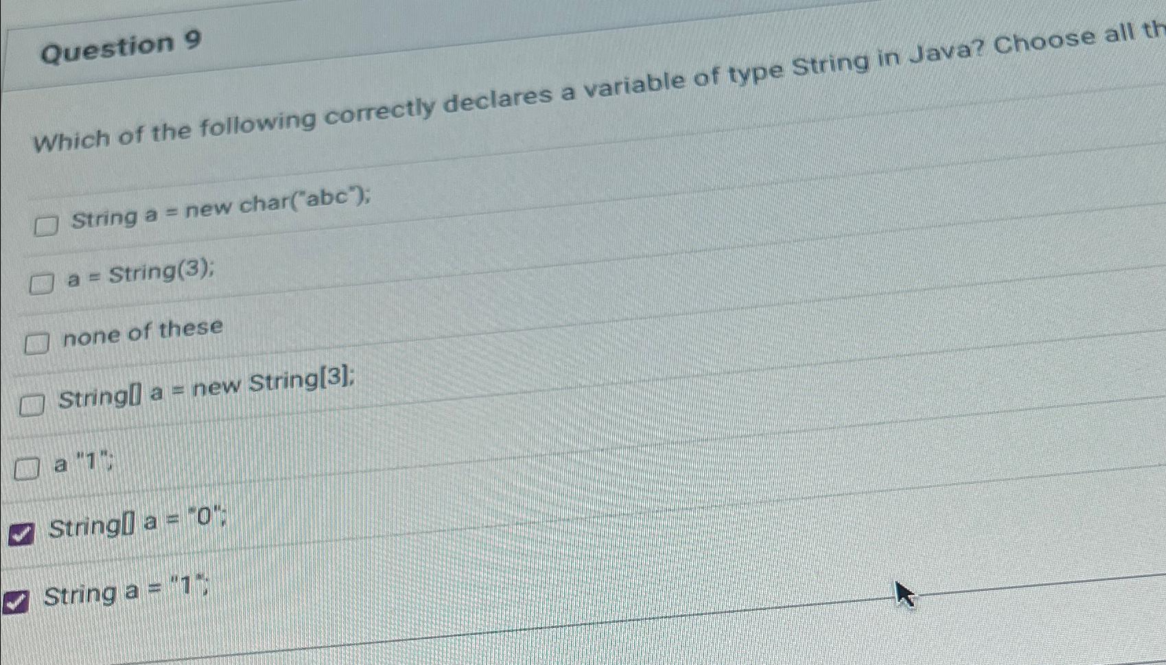 Solved Question 9Which of the following correctly declares a | Chegg.com