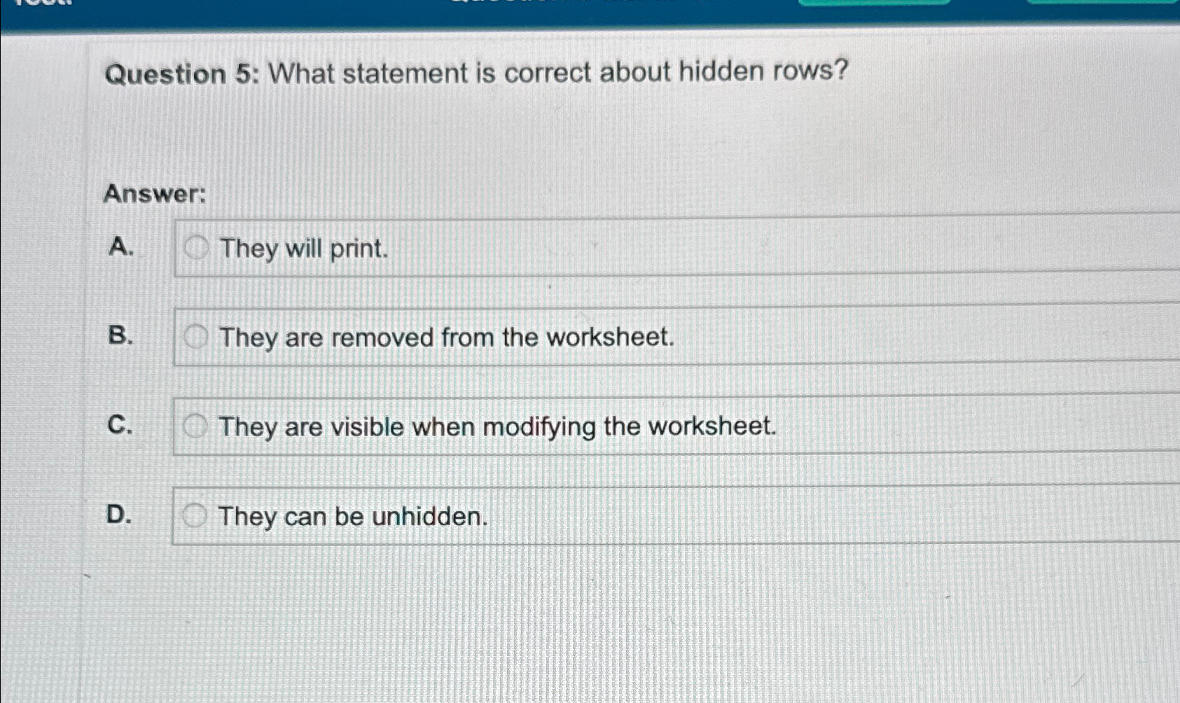 Solved Question 5: What statement is correct about hidden | Chegg.com