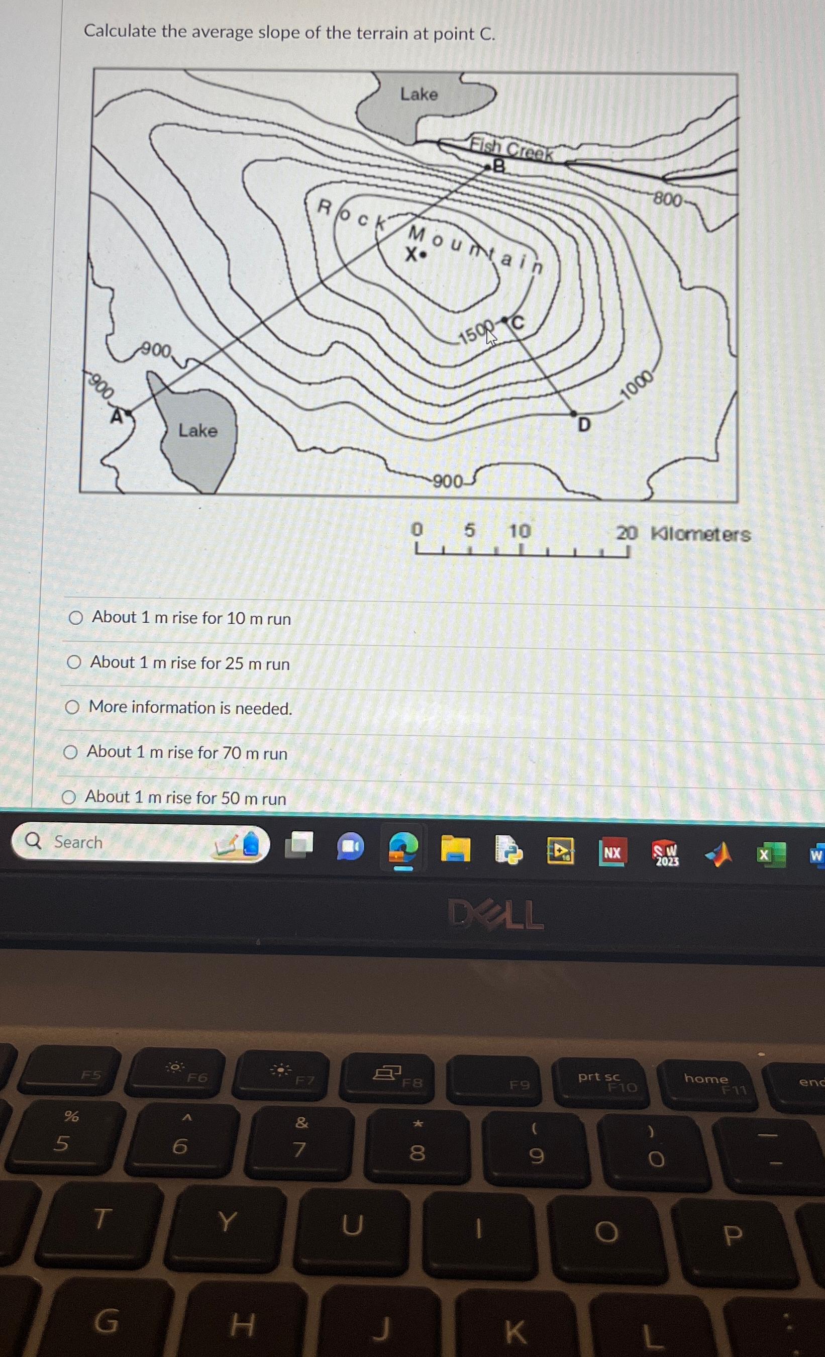 Solved Calculate the average slope of the terrain at point | Chegg.com