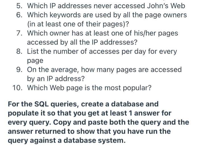 Solved Database Querying Assignment - SQL Suppose we have a | Chegg.com