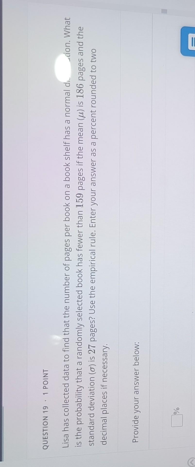 Solved QUESTION 19⋅1 POINT Lisa has collected data to find | Chegg.com