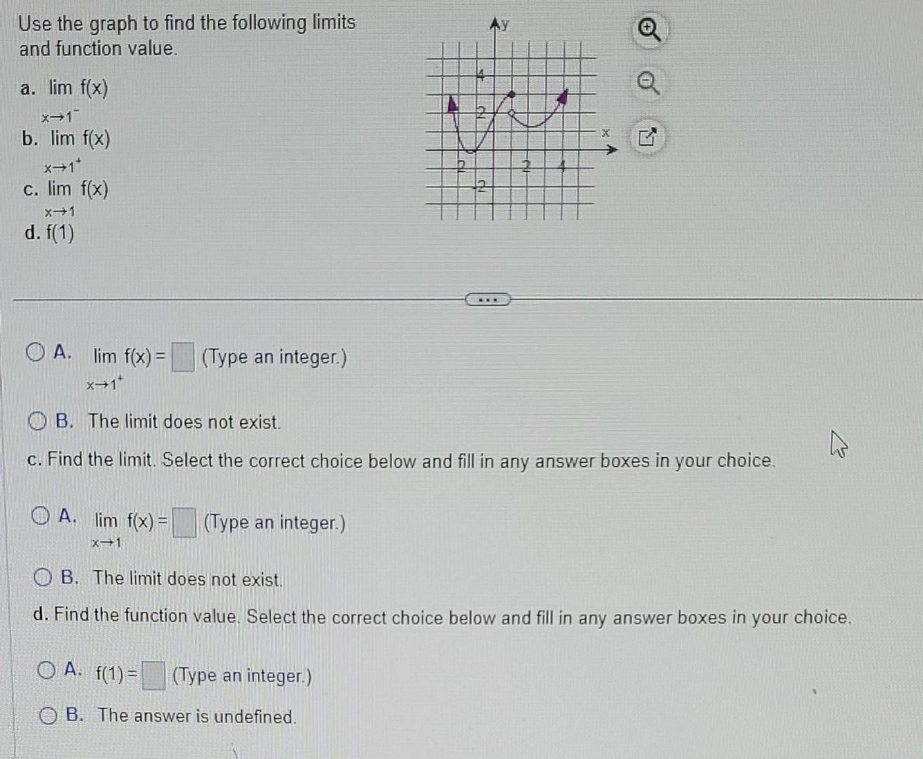 Solved Use the graph to find the following limits and | Chegg.com