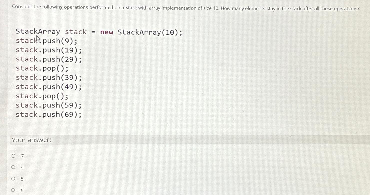 Solved Consider the following operations performed on a | Chegg.com