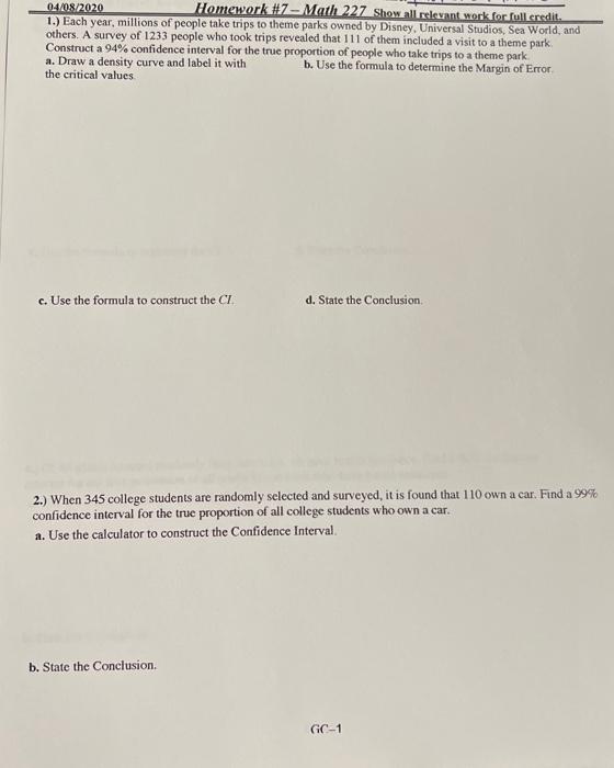 Solved 04/08/2020 Homework \#7 - Math 227 Show all relewant | Chegg.com