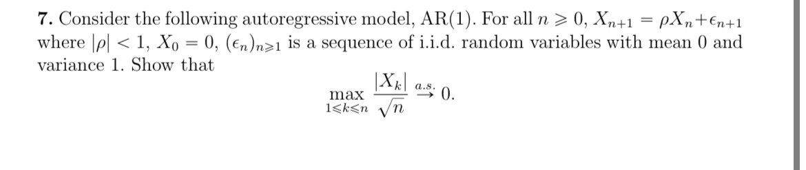 Solved Consider The Following Autoregressive Model Ar 1