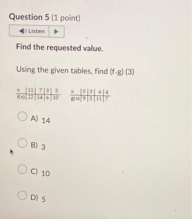 Solved Find the requested value. Using the given tables, | Chegg.com