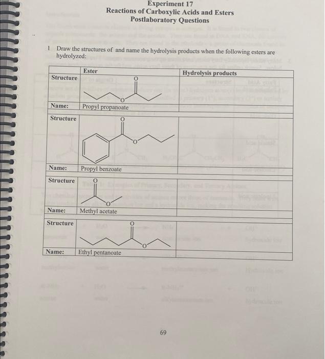 Experiment 17 Reactions of Carboxylic Acids and | Chegg.com
