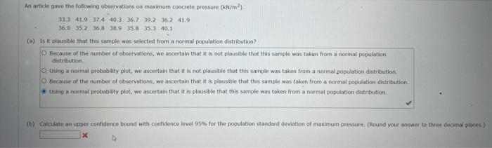 Solved An article gave the following observations on maximum | Chegg.com